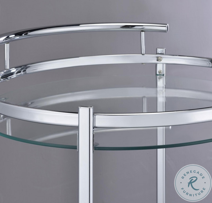 Chrissy Chrome Round Glass Bar Cart From Coaster | Coleman Furniture