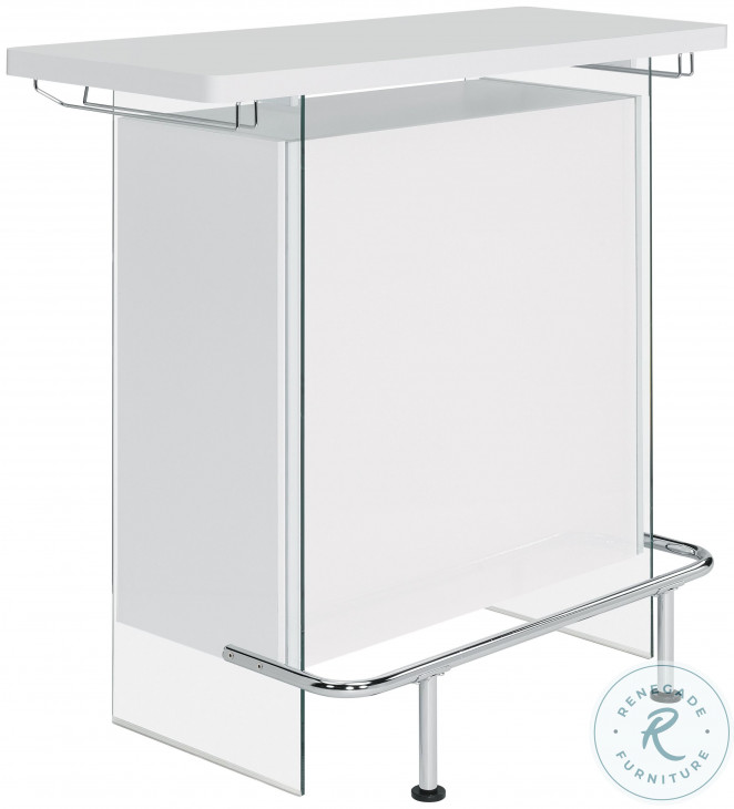 182632 High Gloss White And Chrome Bar Unit From Coaster | Coleman ...