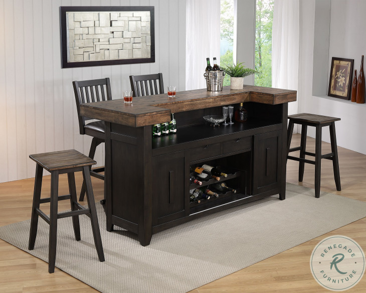 Ashford Black And Rustic 78" Bar From ECI Furniture | Coleman Furniture