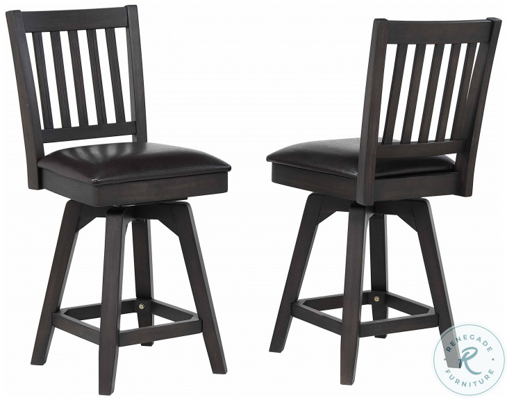 Ashford Black 24" Slat Back Swivel Counter Height Stool Set Of 2 From ...