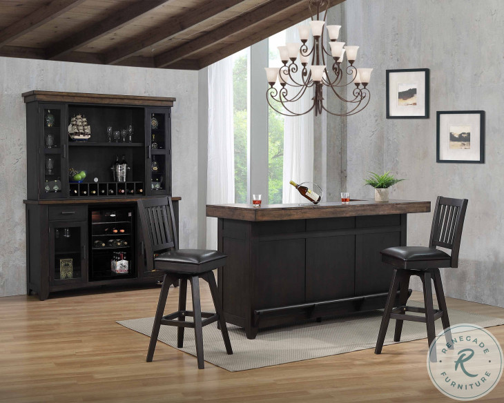 Ashford Black And Rustic Back Bar with Hutch From ECI Furniture ...