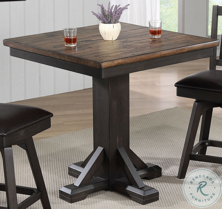 Ashford Black And Rustic Walnut Square Bar Pub Table Set from ECI ...
