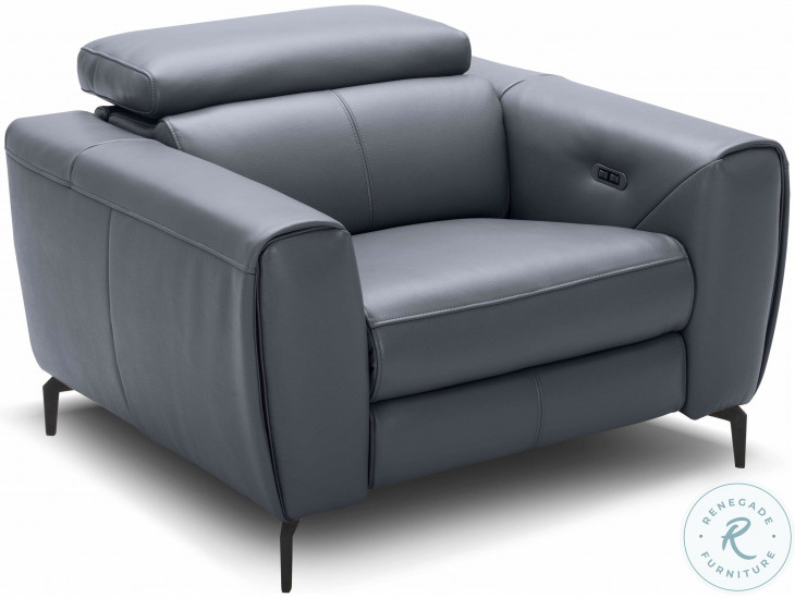 Lorenzo Blue Grey Leather Chair from JNM | Coleman Furniture