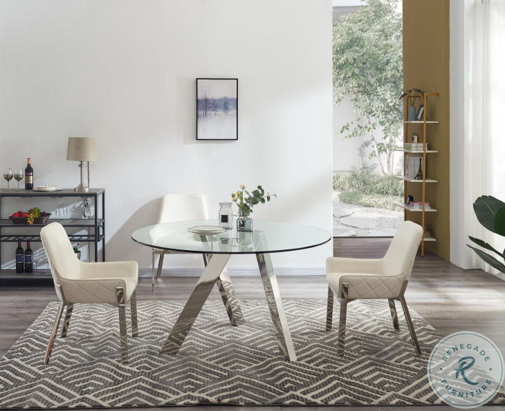 MC Tower Chrome Round Dining Table From JNM | Coleman Furniture