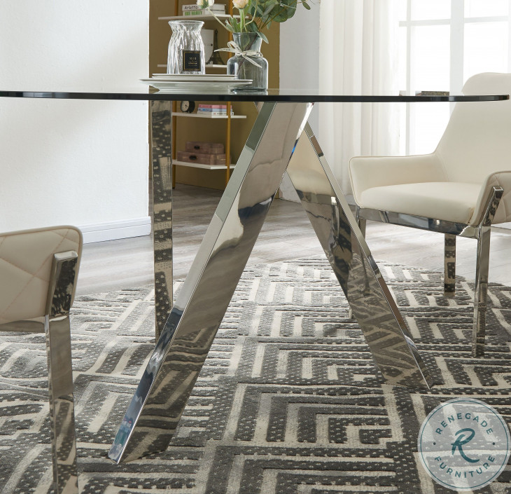 MC Tower Chrome Round Dining Table From JNM | Coleman Furniture