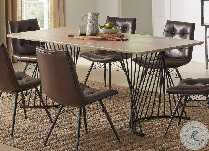 Altus Natural Oak And Gunmetal Dining Table From Coaster Furniture ...