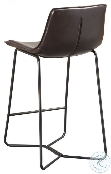 Live Edge Dark Brown Leather Pub Chair Set of 2 from Alpine | Coleman ...