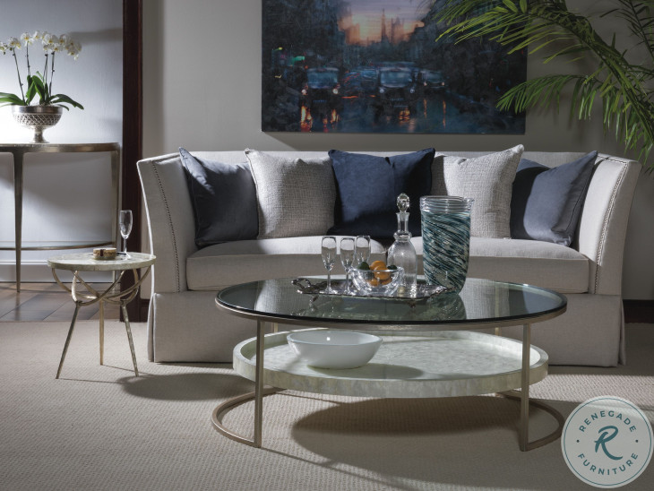 Signature Designs Champagne Foil Cumulus Capiz Large Round Cocktail ...