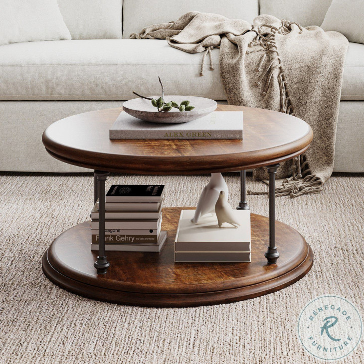 Larson Distressed Natural Brown 36" Round Cocktail Table From Jofran ...