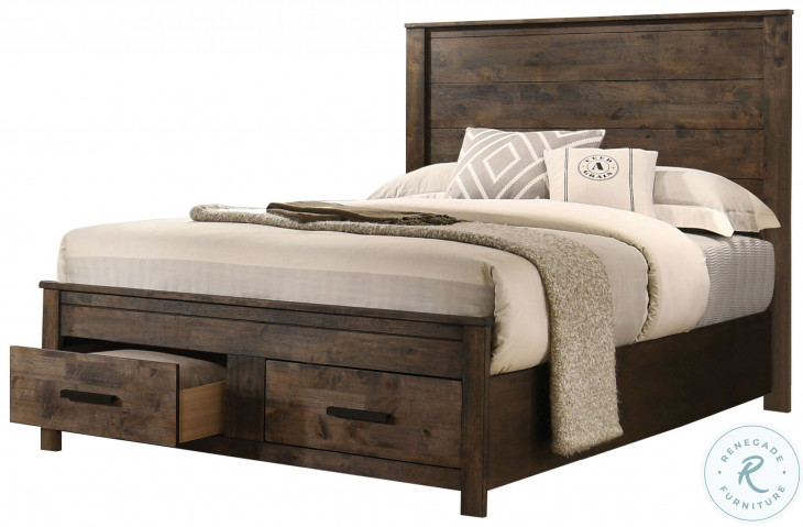 Woodmont Rustic Golden Brown Panel Storage Bedroom Set from Coaster ...