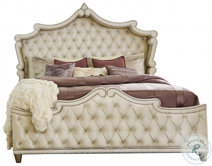 Antonella Ivory And Camel Queen Upholstered Panel Bed From Coaster ...