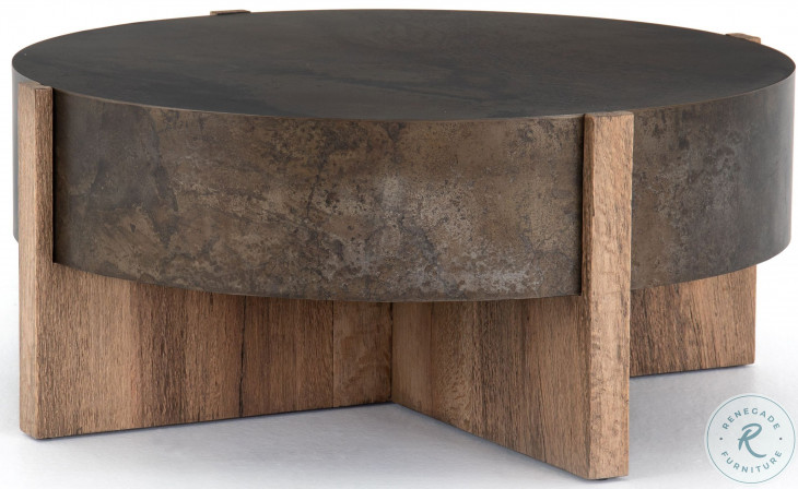 Bingham Distressed Iron And Rustic Oak Veneer Coffee Table from Four ...