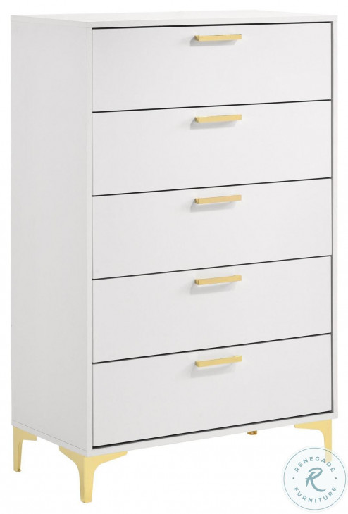 Kendall White 5 Drawer Chest From Coaster | Coleman Furniture