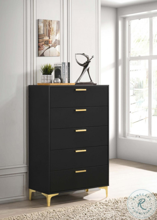 Kendall Black And Gold 5 Drawer Chest From Coaster | Coleman Furniture