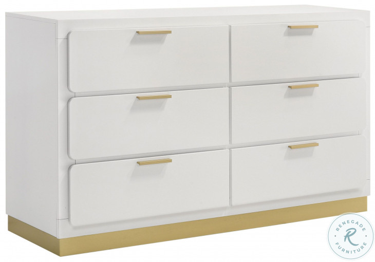 Caraway White 6 Drawer Dresser From Coaster Furniture | Coleman Furniture