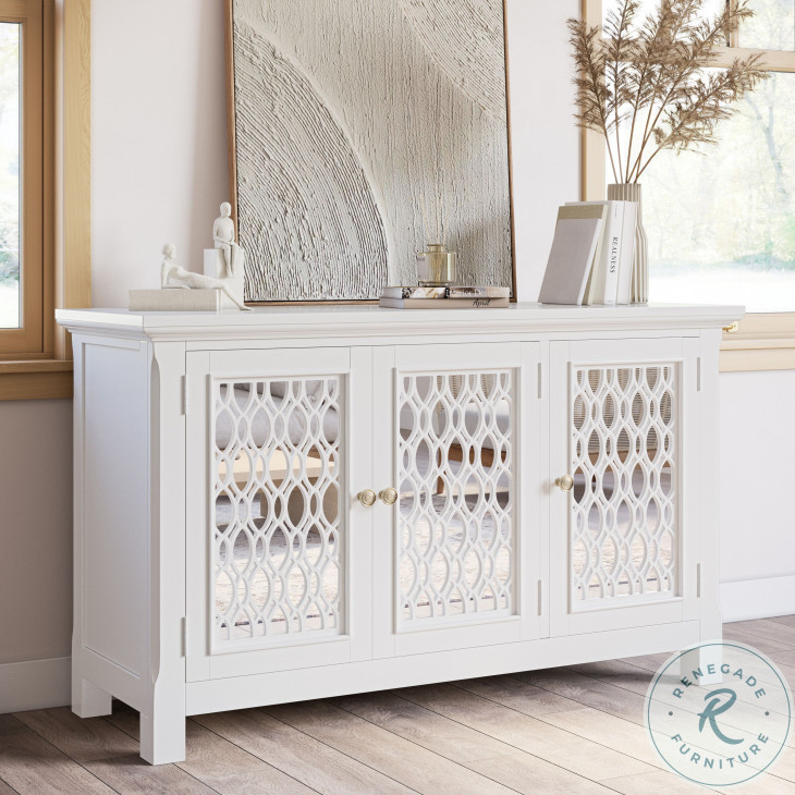 Isabella White 54" Mirrored Accent Cabinet From Jofran | Coleman Furniture