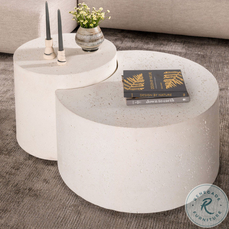 Meza Textured White Nesting Coffee Table from Four Hands | Coleman ...