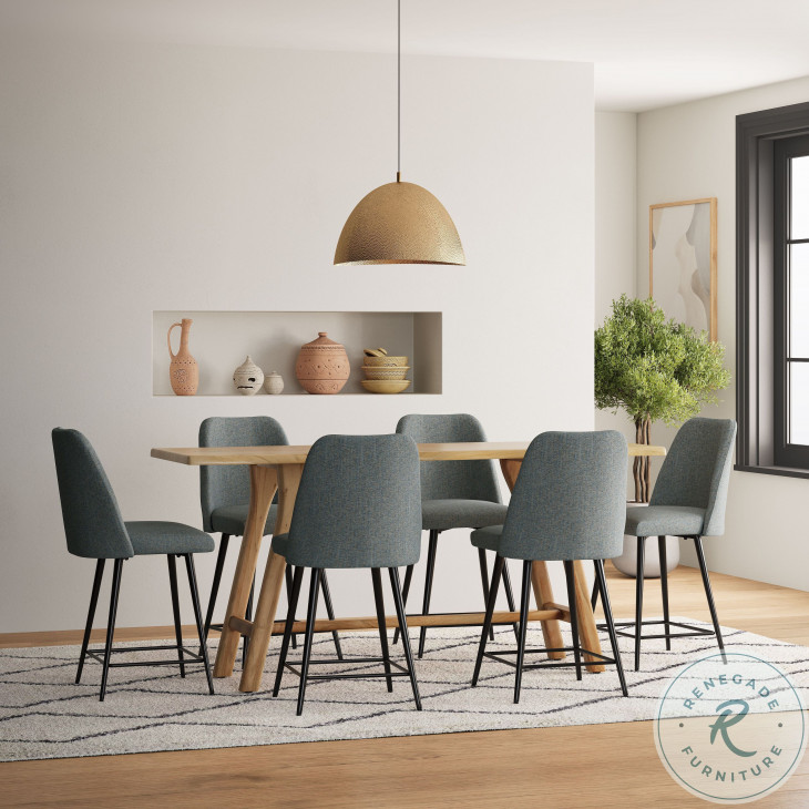 Macey Blue Upholstered Counter Height Stool Set of 2 From Jofran ...