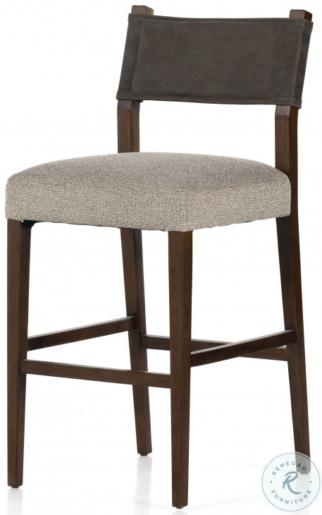Ferris Nubuck Charcoal Leather Bar Stool from Four Hands | Coleman ...