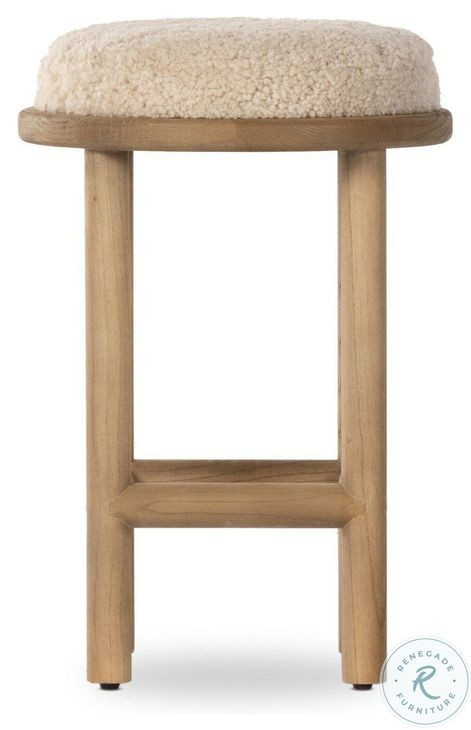 Saldino Beige Shearling Counter Height Stool | Coleman Furniture