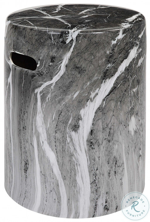 Marvel Black And White Marble Garden Stool From Uttermost | Coleman ...