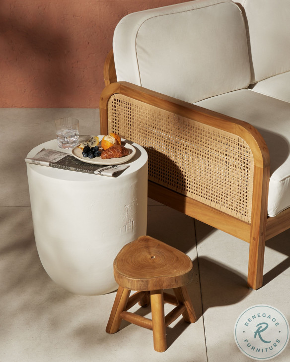 Basil Matte White Outdoor Drink Table from Four Hands | Coleman Furniture