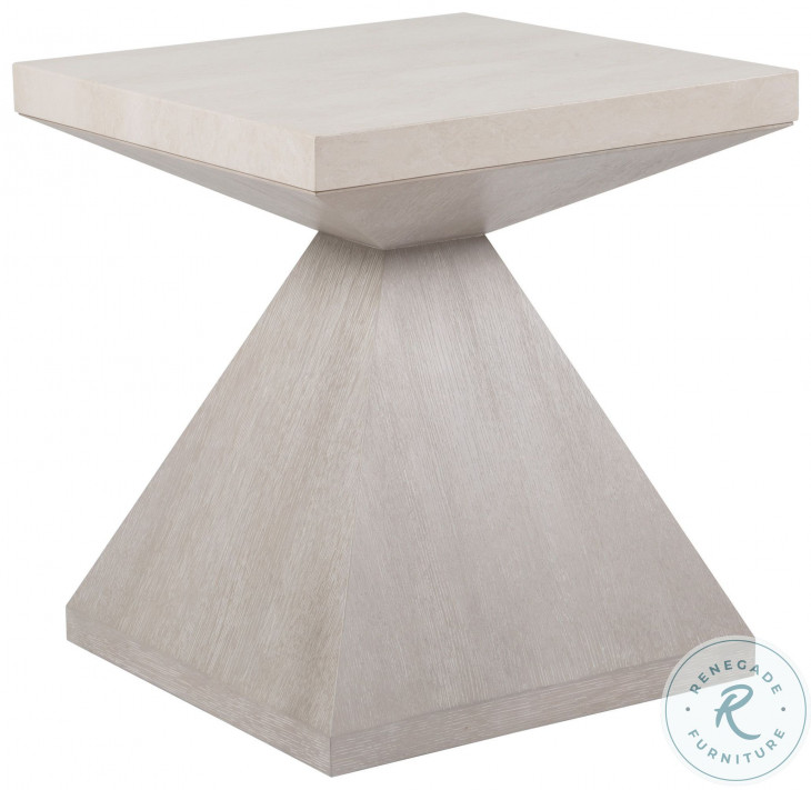 Mar Monte White Marble And Soft Champagne Taupe End Table From ...