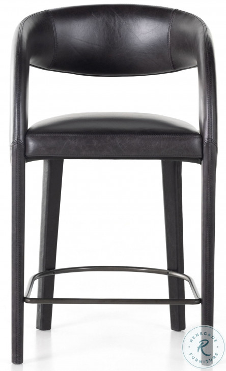 Hawkins Sonoma Black Leather Counter Height Stool from Four Hands ...