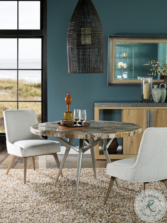 Signature Designs Fossilized Shell And Silver Caldera Round Dining ...