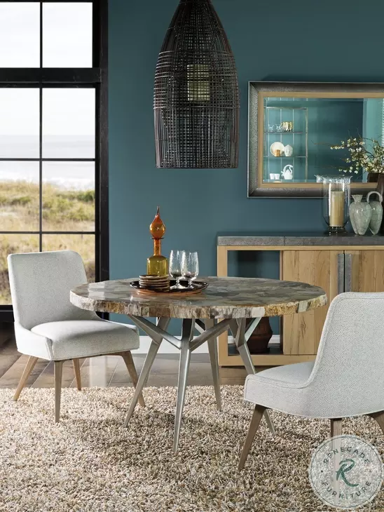 Signature Designs Fossilized Shell And Silver Caldera Round Dining ...