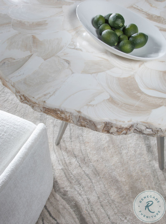 Signature Designs Fossilized Shell And Silver Seamount Round Dining ...