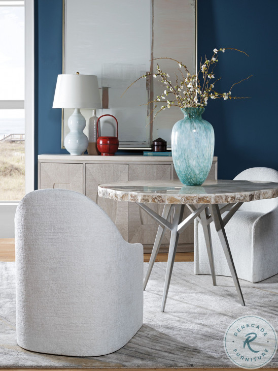 Signature Designs Fossilized Shell And Silver Seamount Round Dining ...