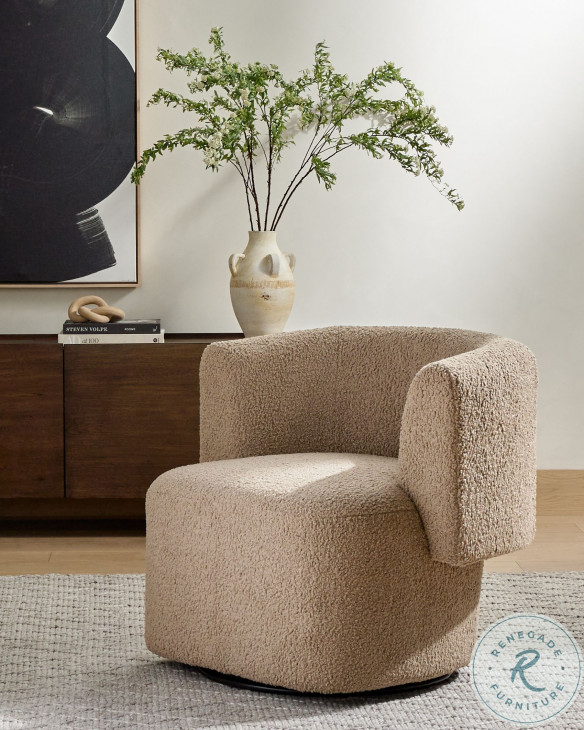 Tybalt Sheepskin Camel Swivel Chair from Four Hands | Coleman Furniture