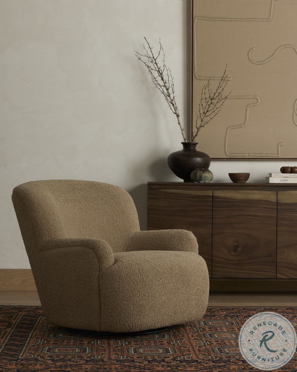 Kadon Sheepskin Camel Swivel Chair from Four Hands | Coleman Furniture