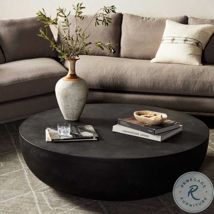 Basil Aged Grey Round 48" Coffee Table from Four Hands | Coleman Furniture