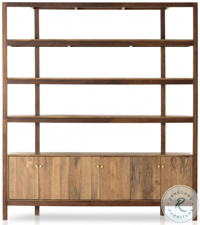 Reza Smoked Honey Wide Bookcase from Four Hands | Coleman Furniture