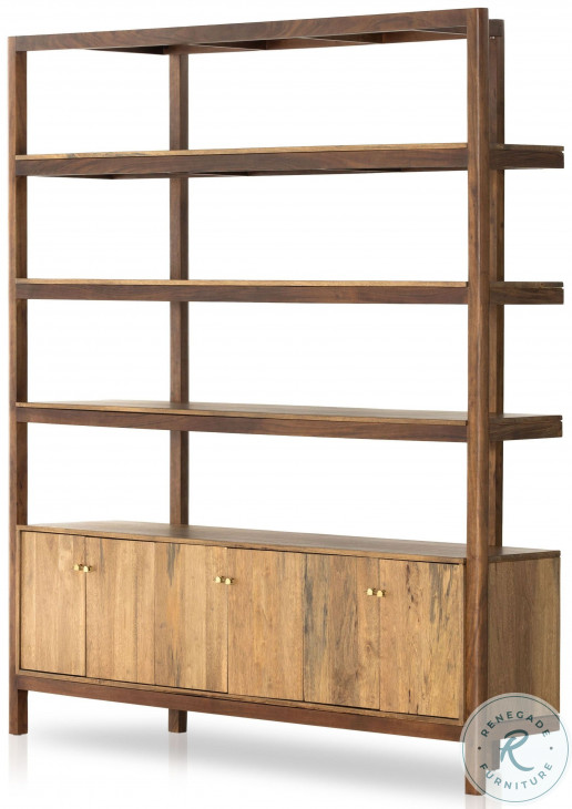 Reza Smoked Honey Wide Bookcase from Four Hands | Coleman Furniture