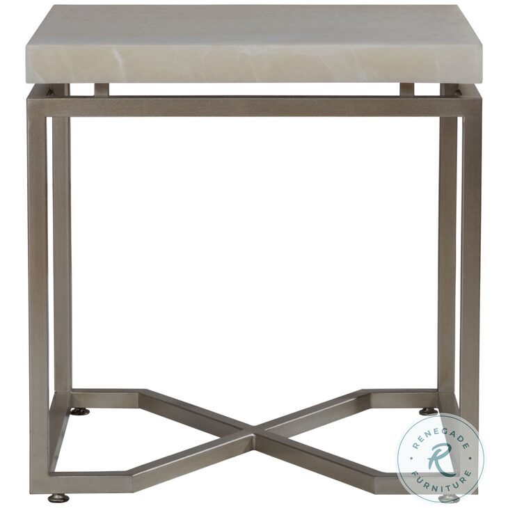 Vara White and Champagne Silver Rectangular End Table From Artistica ...