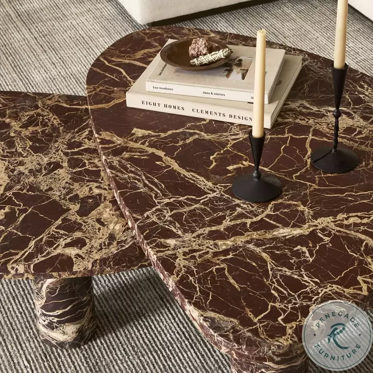 Zion Merlot Marble Coffee Table Set from Four Hands | Coleman Furniture