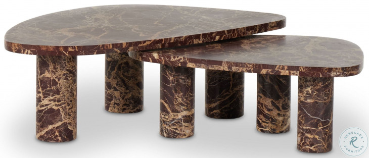 Zion Merlot Marble Coffee Table Set from Four Hands | Coleman Furniture