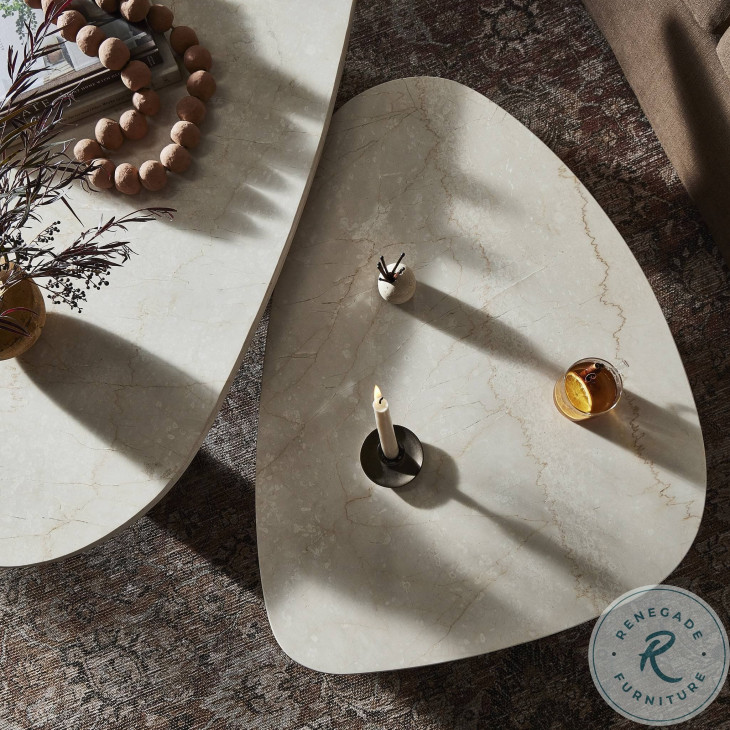 Zion Cream Marble Coffee Table Set from Four Hands | Coleman Furniture