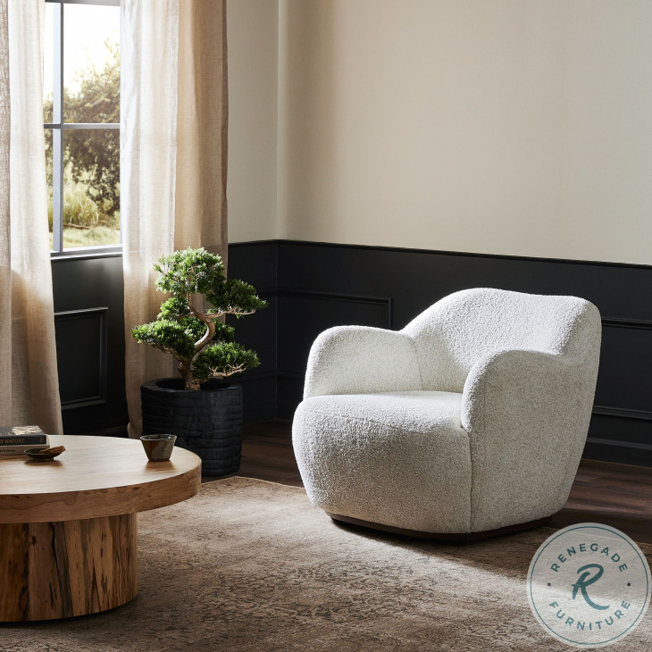 Julius Sheldon Ivory Swivel Chair From Four Hands | Coleman Furniture