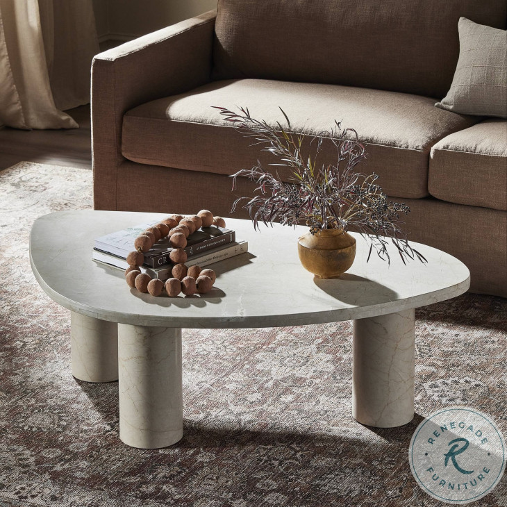Zion Cream Marble Big Coffee Table from Four Hands | Coleman Furniture