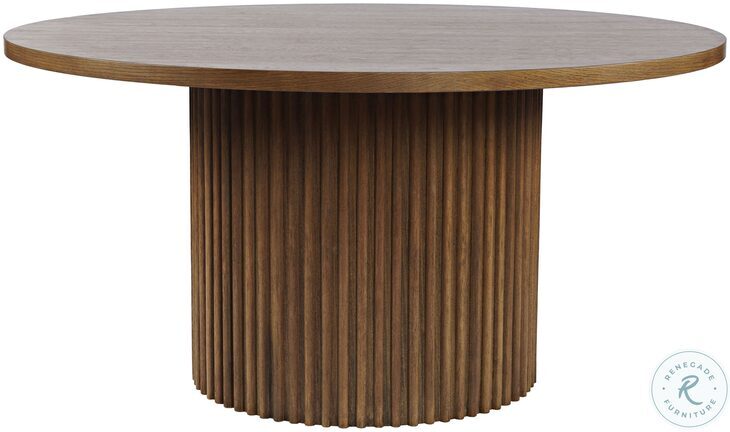 Auden Chestnut Fluted Pedestal 60" Round Dining Table From Jofran | Coleman Furniture