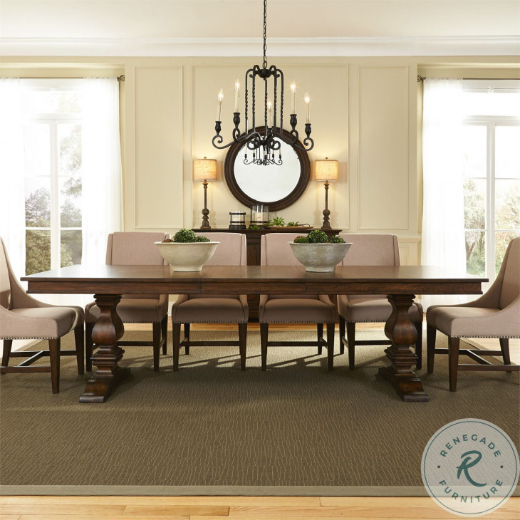 Armand Antique Brownstone Extendable Trestle Dining Table from Liberty ...