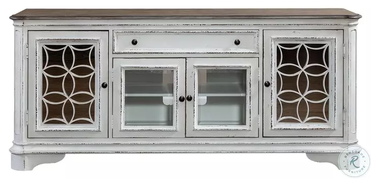 Magnolia Manor Antique White And Weathered Bark 74 TV Stand