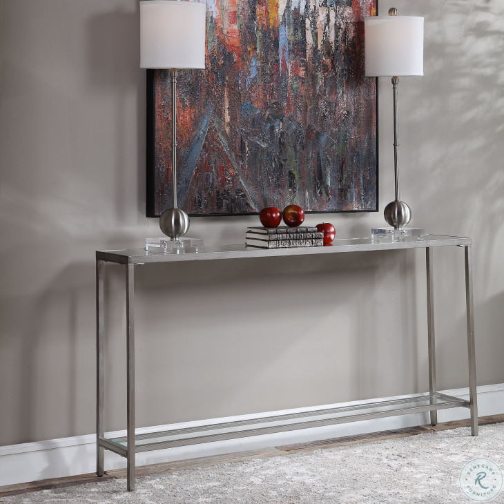 Hayley Lightly Antiqued Silver Leaf Console Table from Uttermost ...