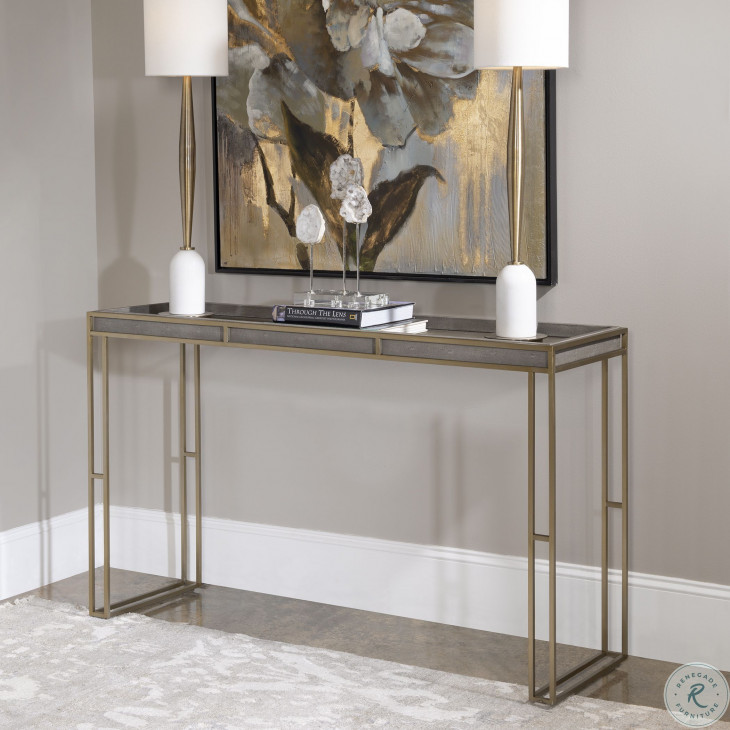 Cardew Charcoal Gray And Brushed Brass Console Table from Uttermost ...