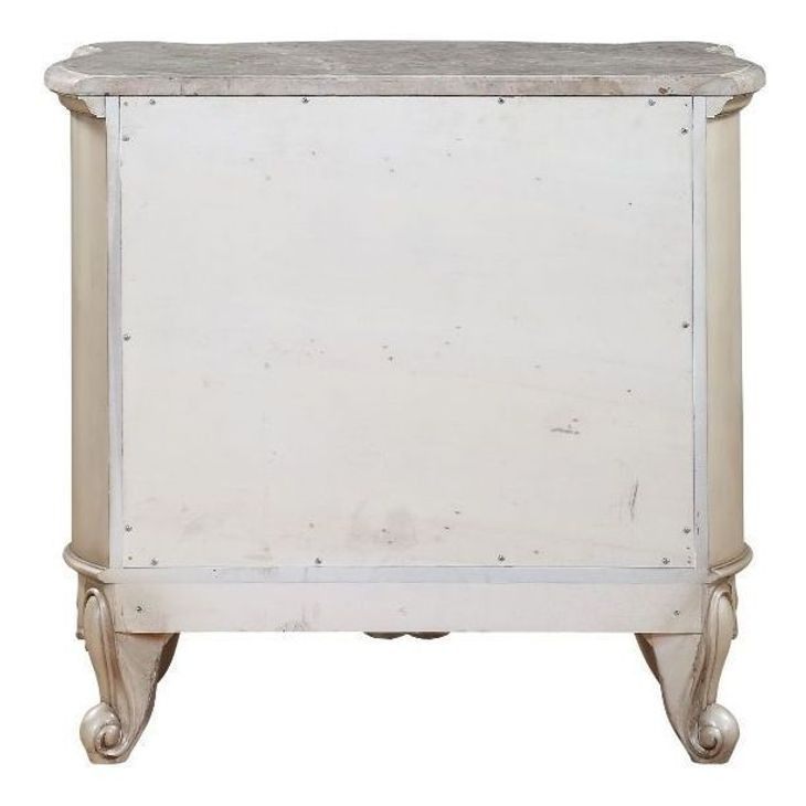 Gorsedd Beige and Golden Ivory 2 Drawer Marble Top Nightstand From Acme ...