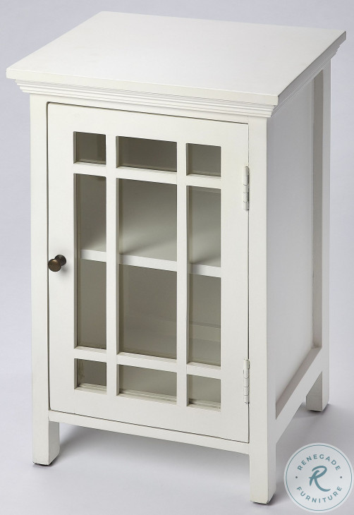Baxter Glossy White Chairside Chest from Butler | Coleman Furniture